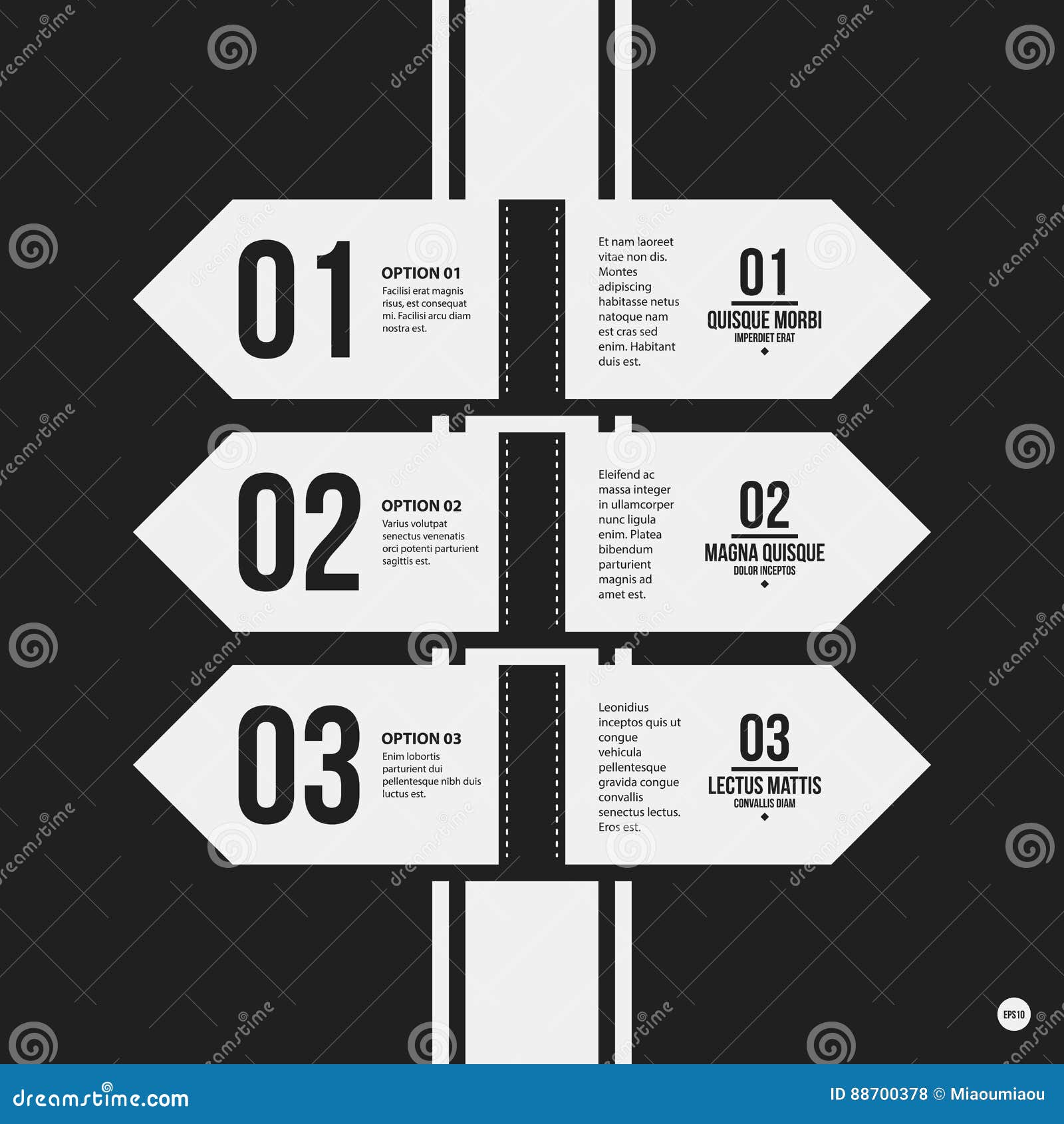 Monochrome Options Template in Strict Contrast Style Stock Vector ...