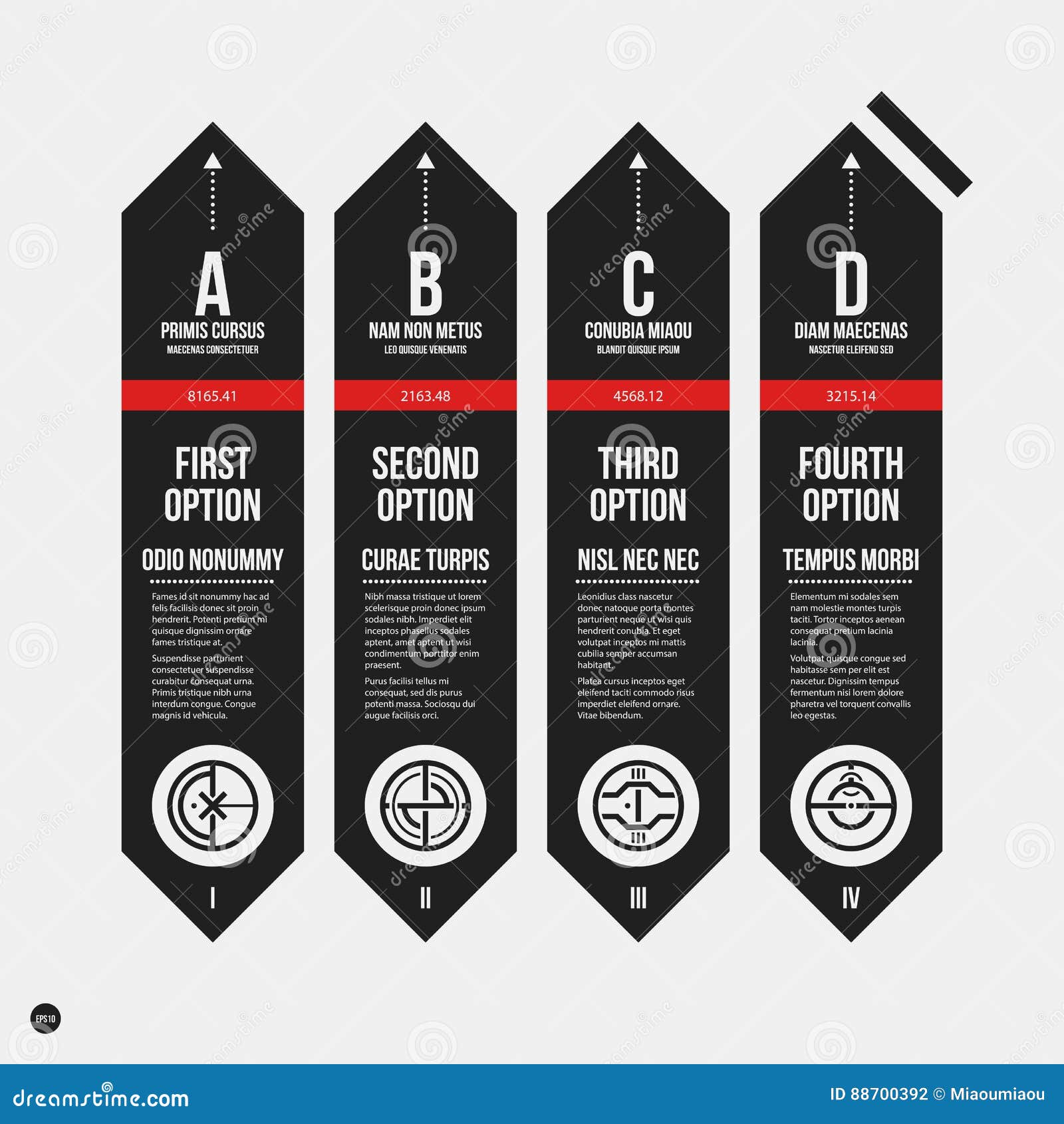 Monochrome Options Template in Strict Contrast Style Stock Vector ...