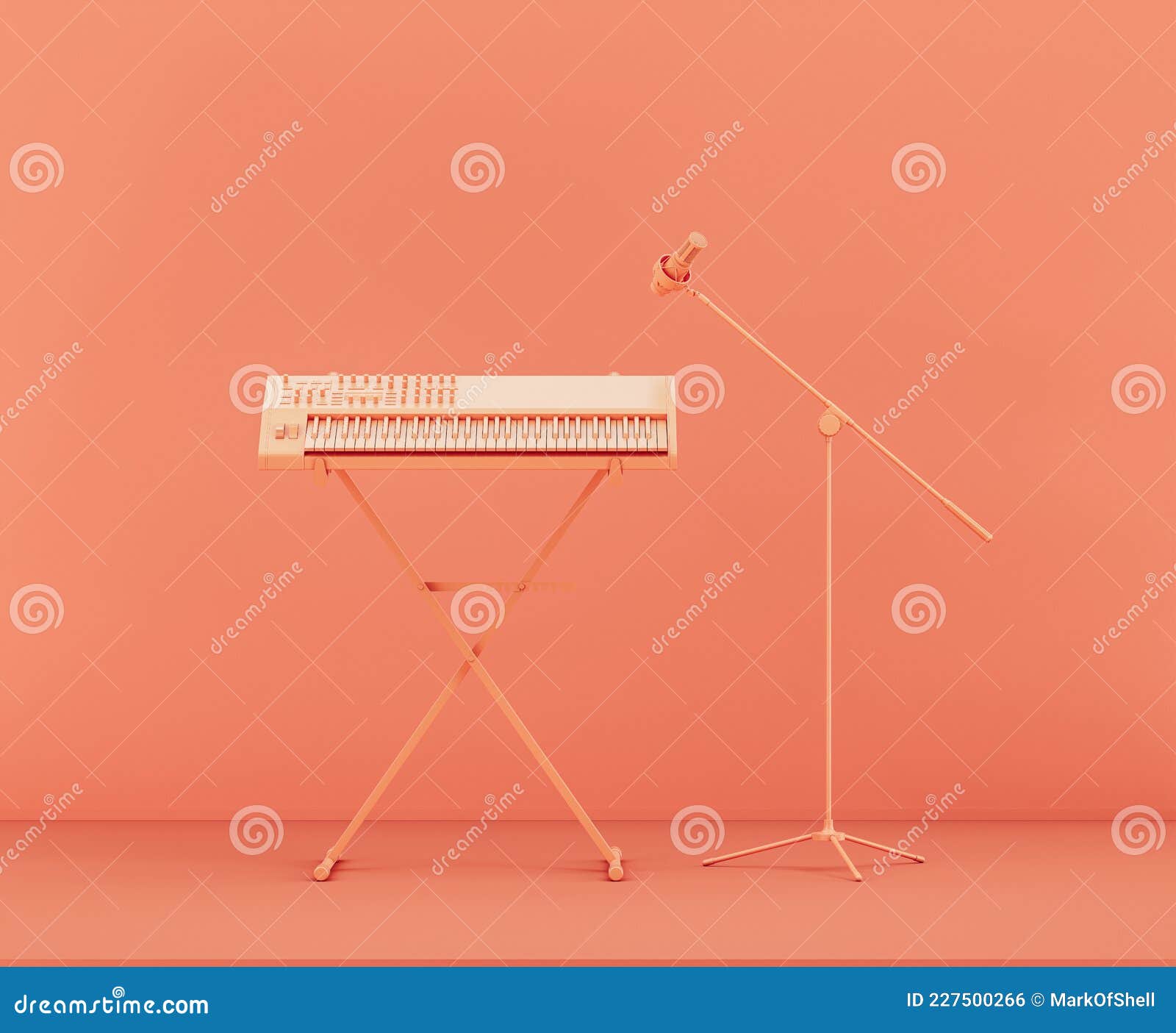 Monochrome Orange Color Studio Keyboard Stand and Keyboard with ...