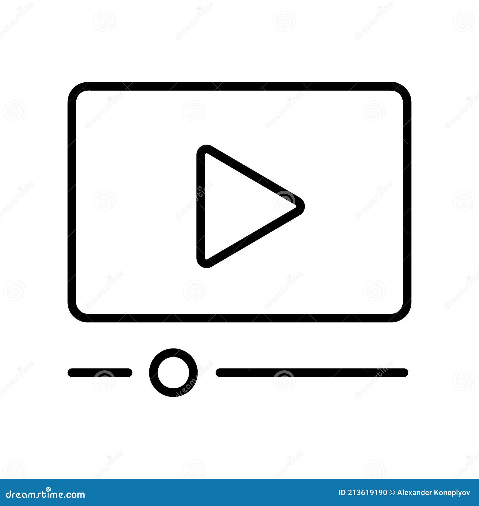 Monochrome Outline Video Player Icon Vector Button Start Broadcasting ...