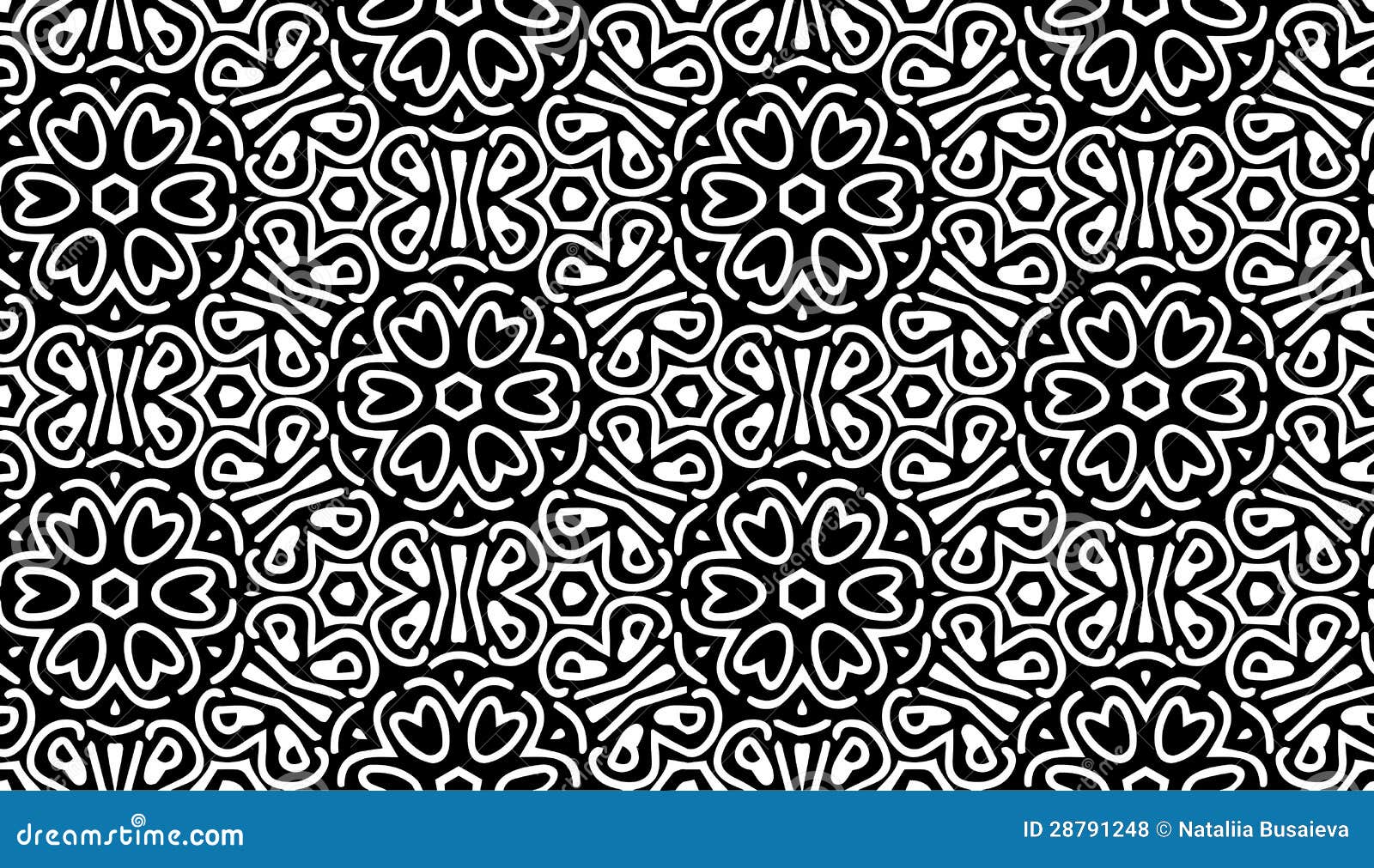 Monochrome Pattern with Flowers Stock Vector - Illustration of pattern ...