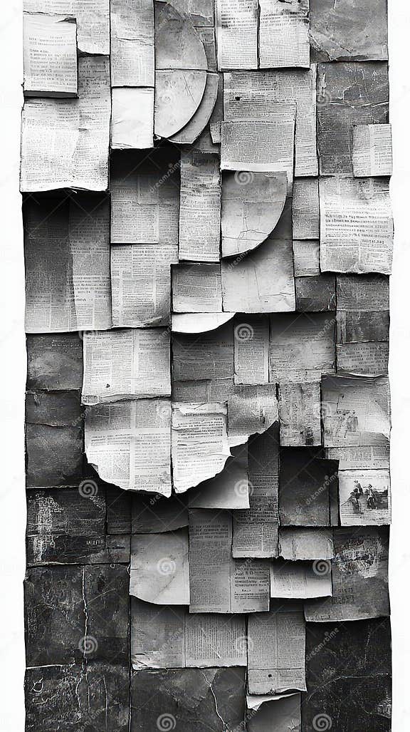 Monochrome Peeling Paper Texture with Geometric Patterns Stock Image ...