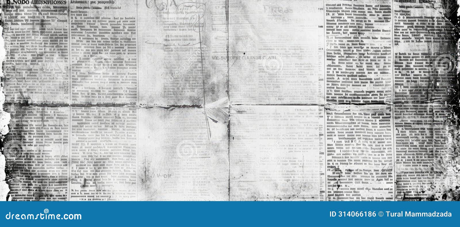 Monochrome Photo of a Newspaper with a Border in a Building Facade ...