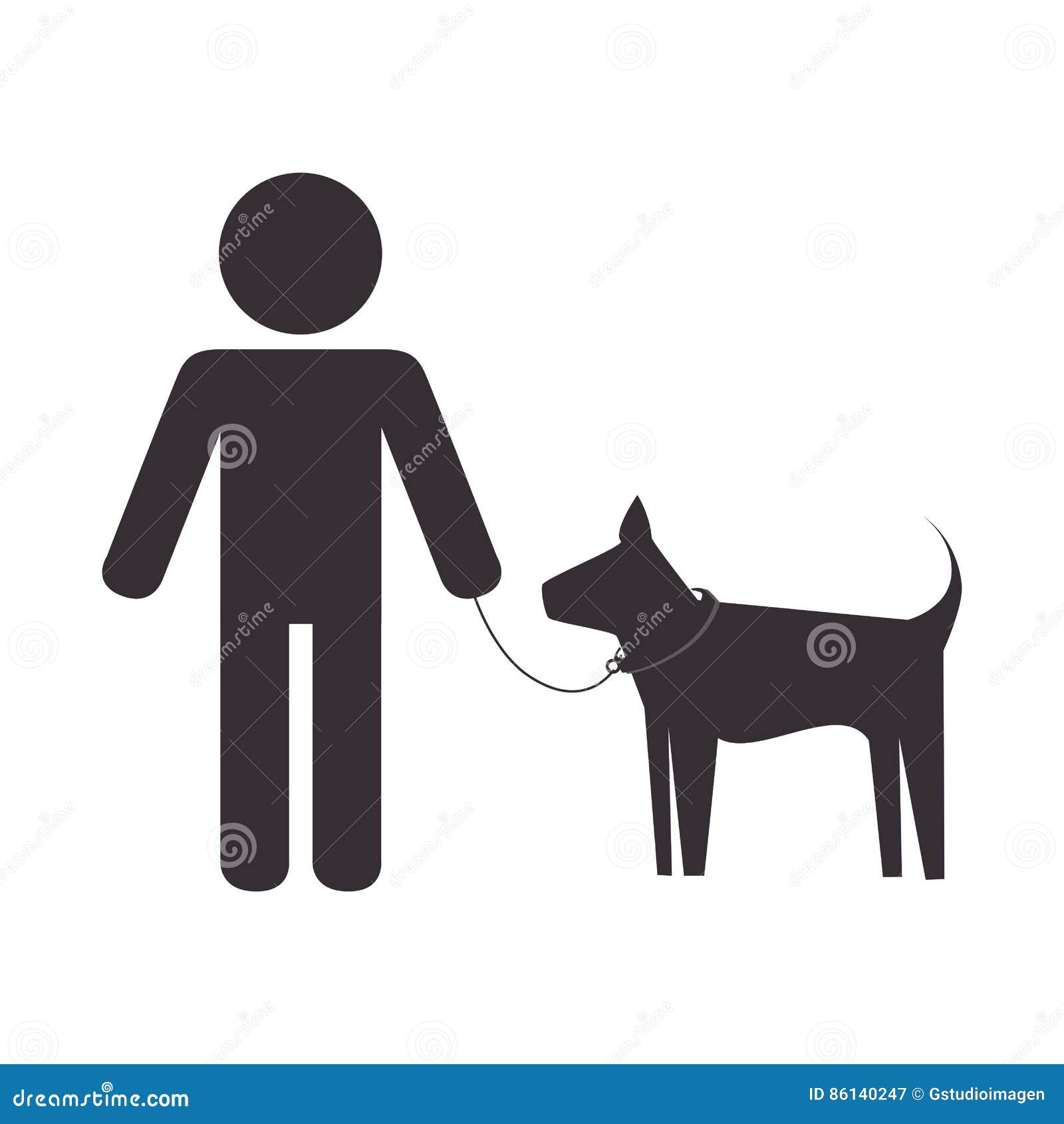 Monochrome Pictogram with Man and Dog Stock Vector - Illustration of ...