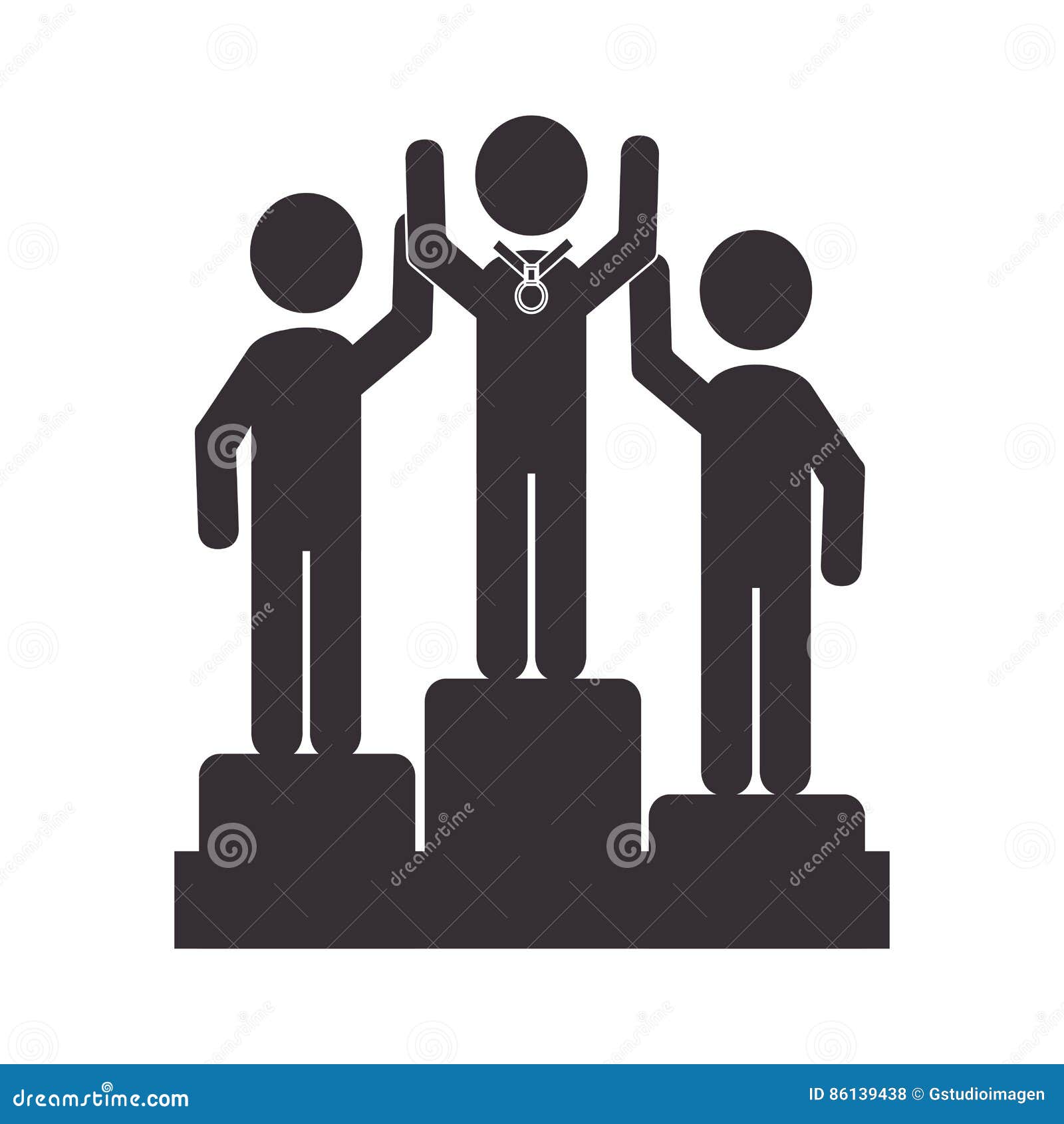 Monochrome Pictogram with Winners Platform Stock Vector - Illustration ...