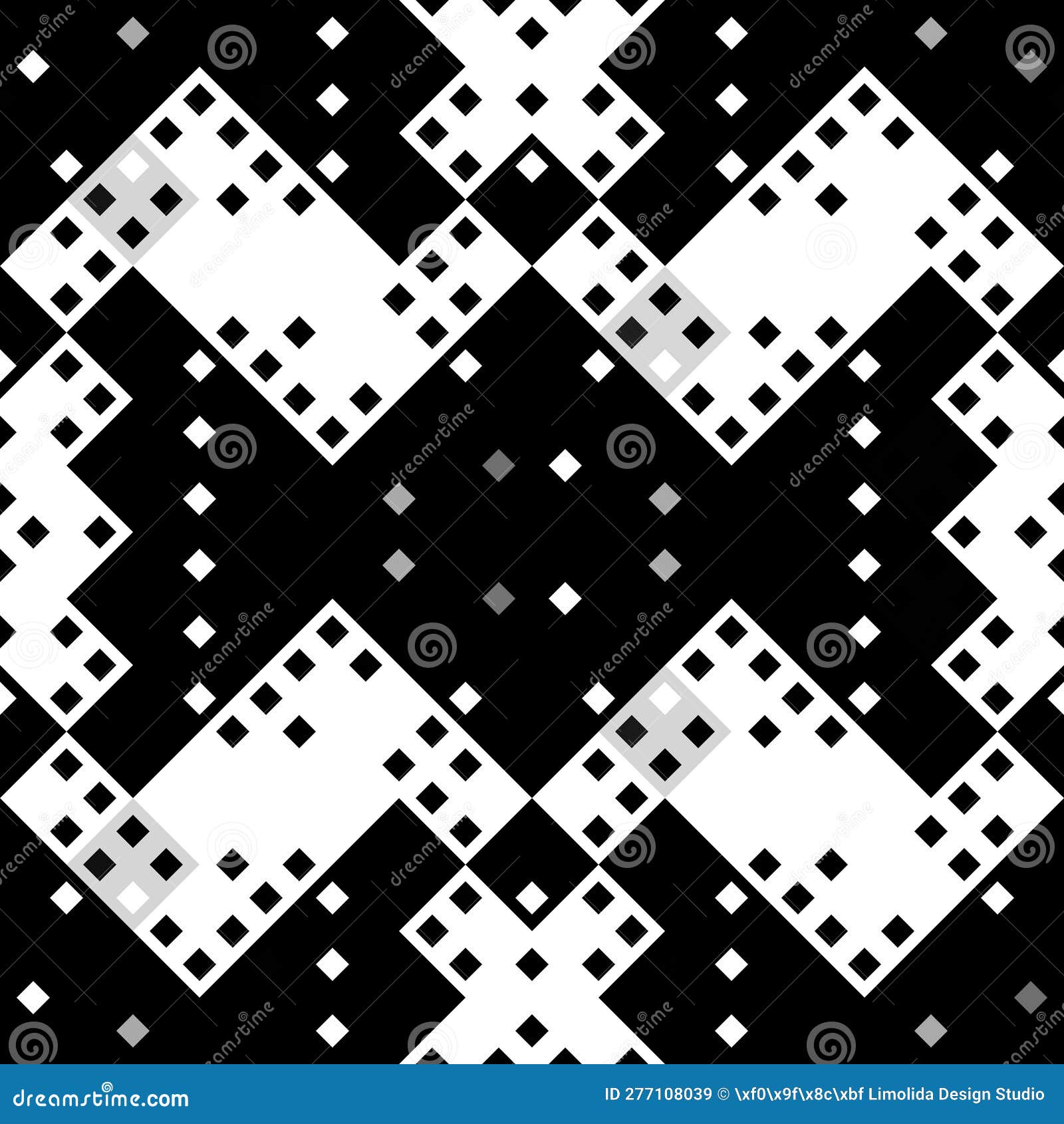 Monochrome Pixel Seamless Pattern. Geometric Retro Design in Retro ...