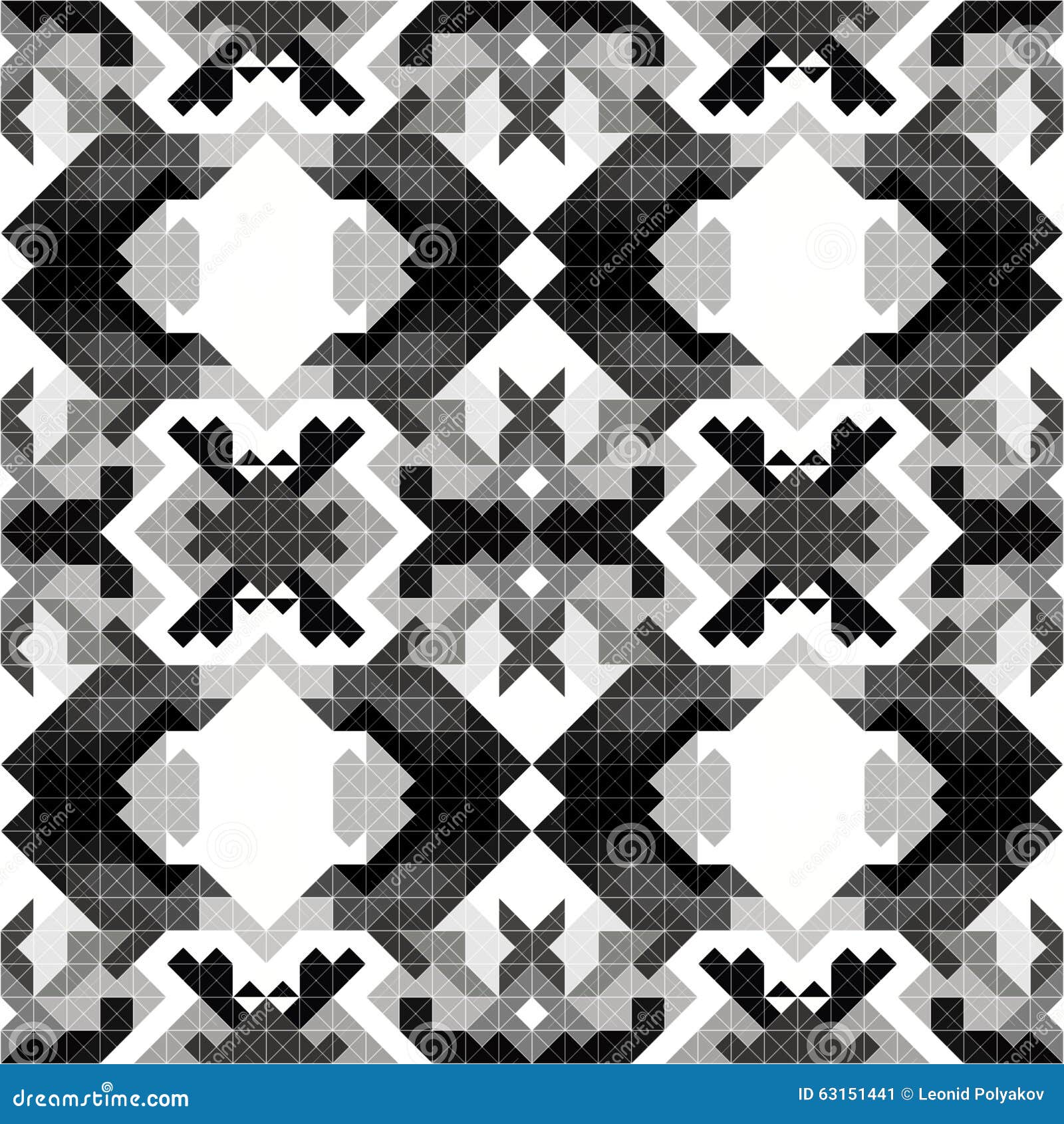 Monochrome Pixels Beautiful Abstract Geometric Seamless Pattern Vector Illustration Stock Vector ...