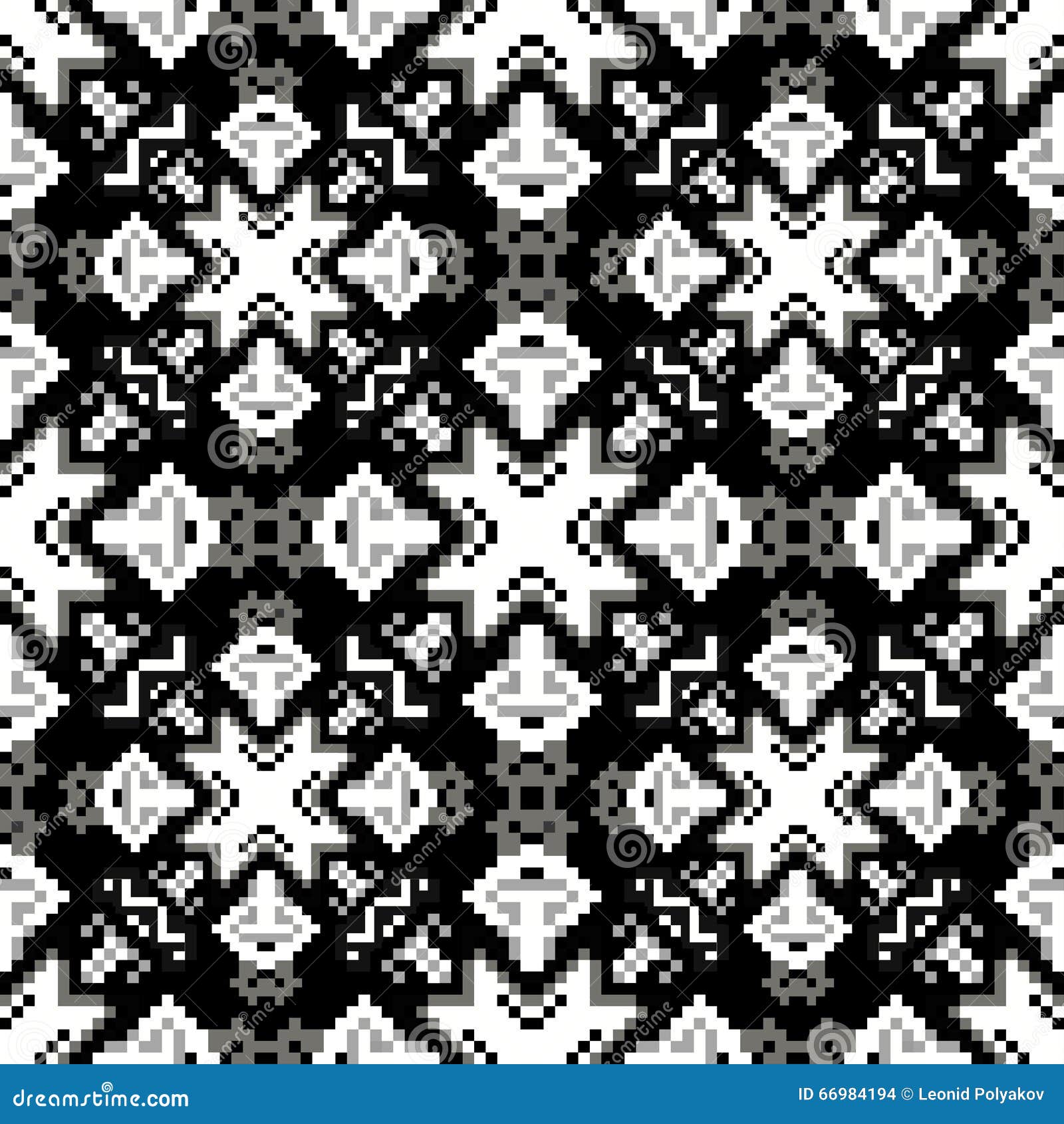 Monochrome Pixels Geometric Abstract Seamless Pattern Stock Vector - Illustration of decoration ...