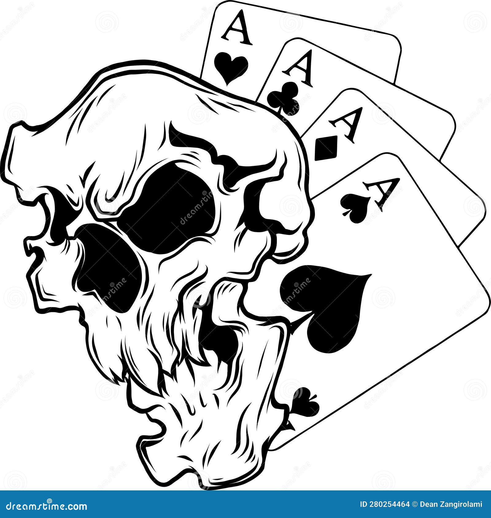 Monochrome Poker Cards with Skull, Vector Illustration Stock Vector ...