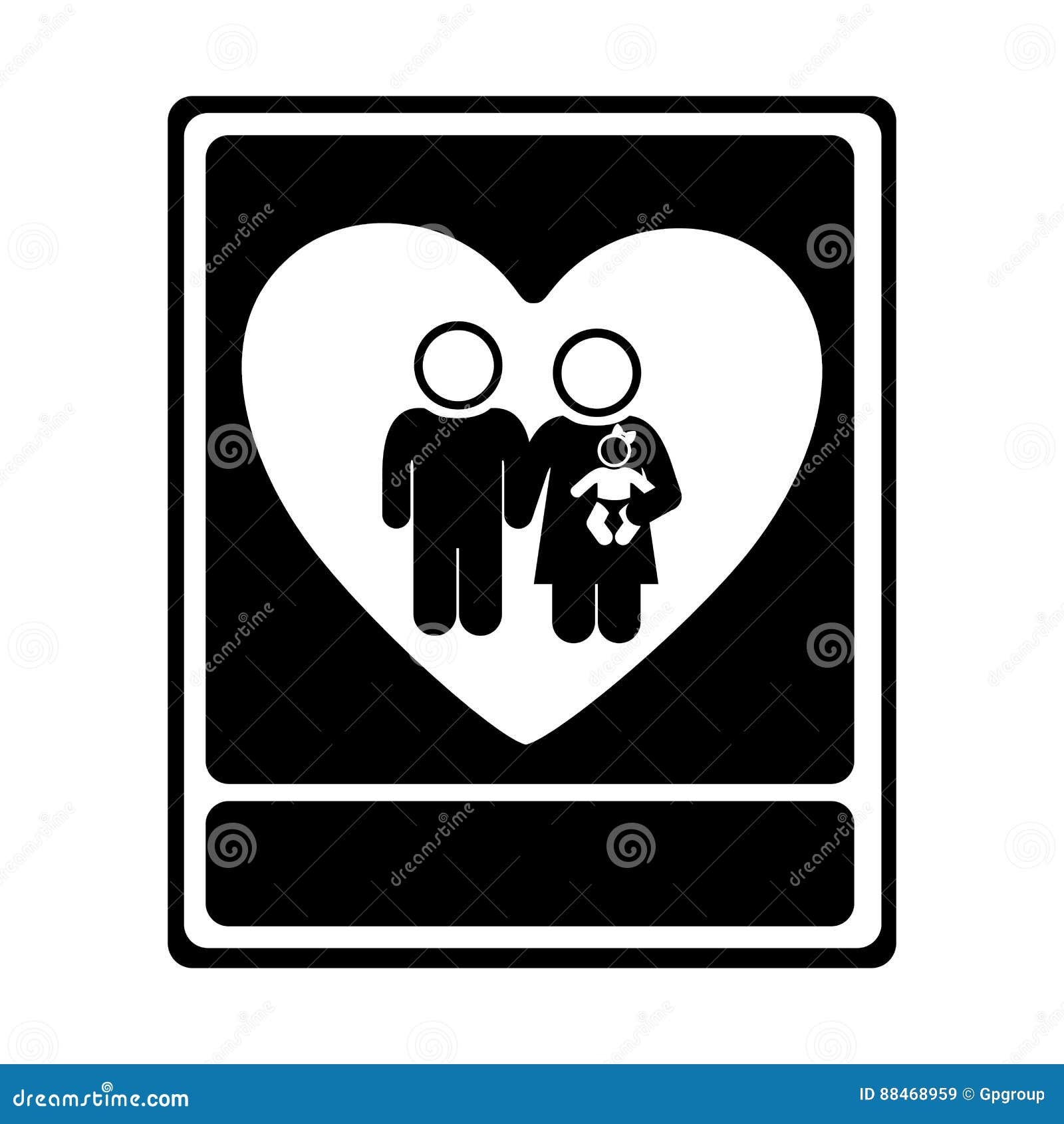 Monochrome Portrait of Family Unity Stock Illustration - Illustration ...