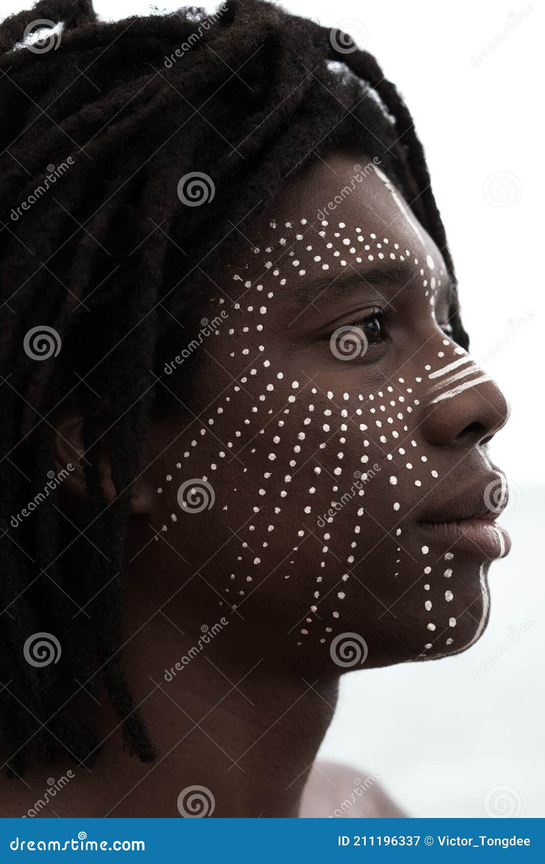A Portrait with Geometrical Pattern Face Drawing Stock Image - Image of ...