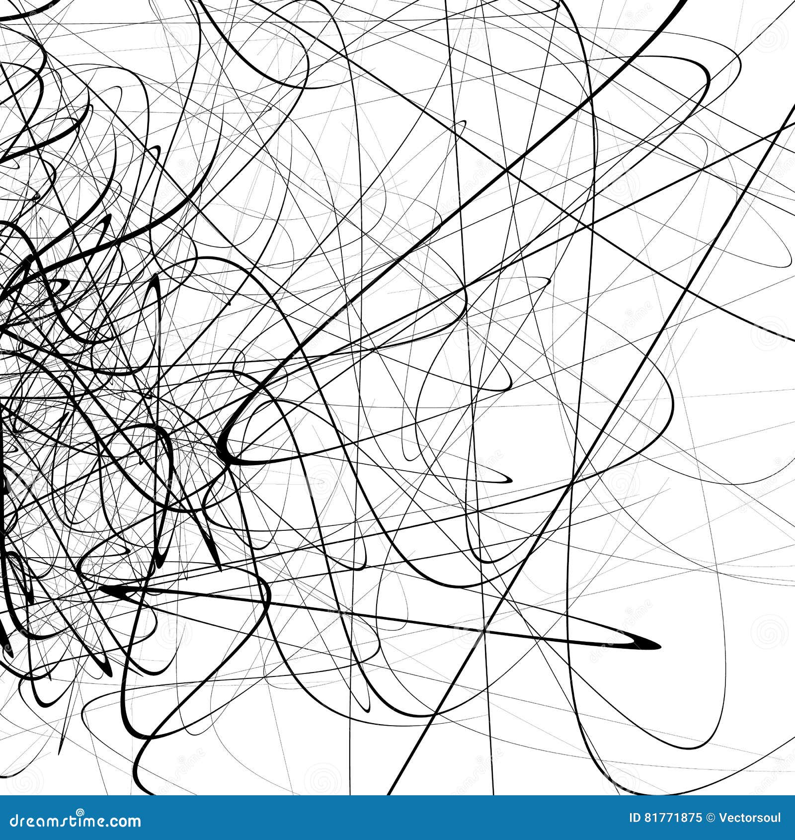 Monochrome Random Chaotic Squiggle Lines Abstract Artistic Patte Stock ...