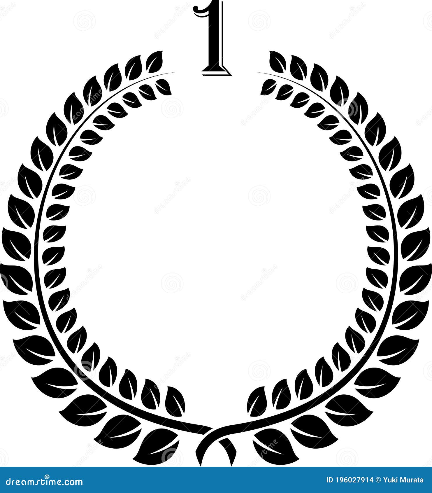 Monochrome Rank Round Frame of Laurel and Crown Stock Vector ...