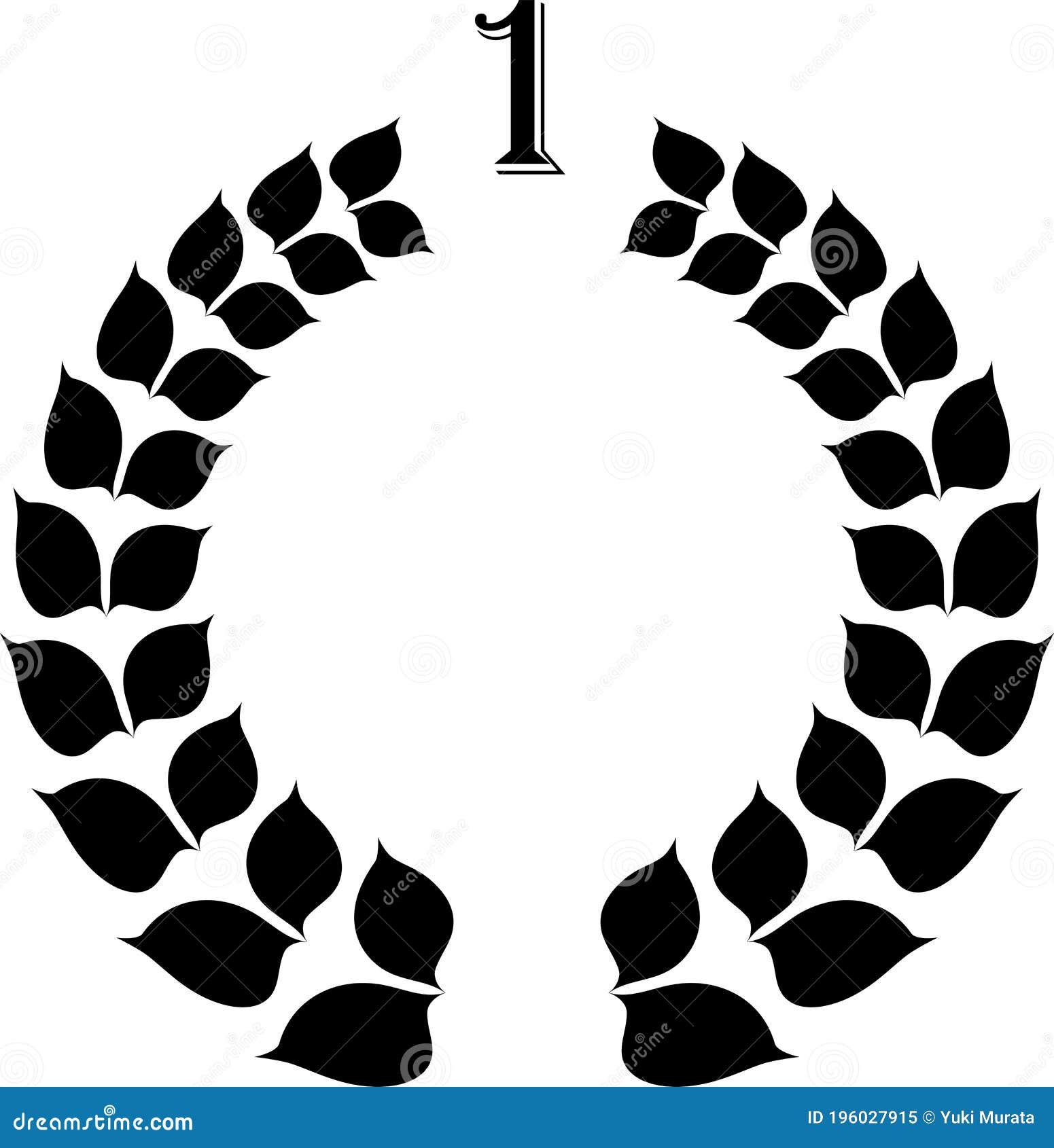 Monochrome Rank Round Frame of Laurel and Crown Stock Vector ...