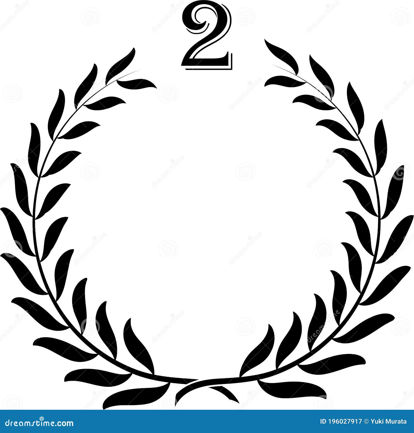 Monochrome Rank Round Frame of Laurel and Crown Stock Vector ...