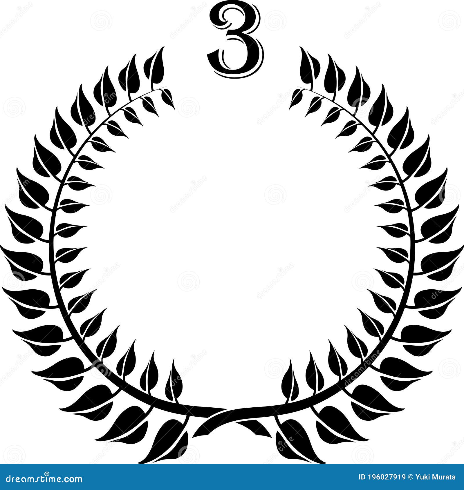 Monochrome Rank Round Frame of Laurel and Crown Stock Vector ...