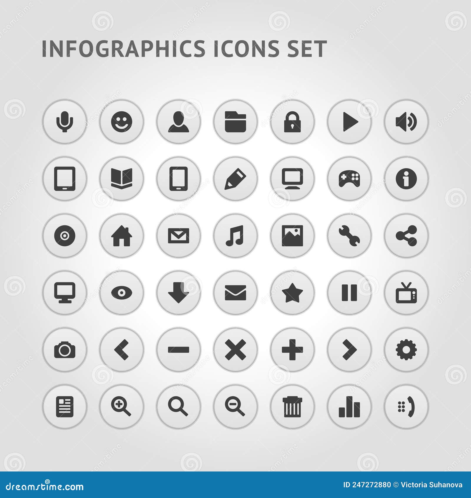 Monochrome Realistic Infographics Icons Set Template Vector ...