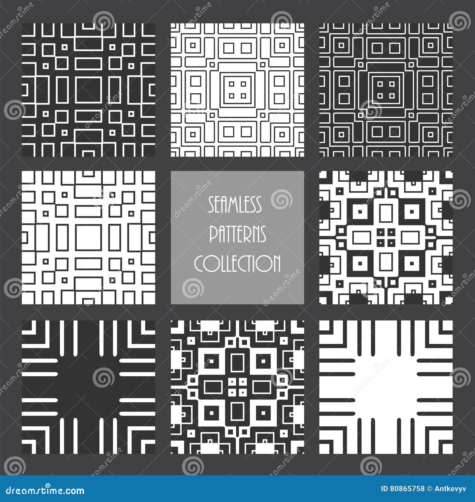 Monochrome Repeated Square Collection Stock Vector - Illustration of ...