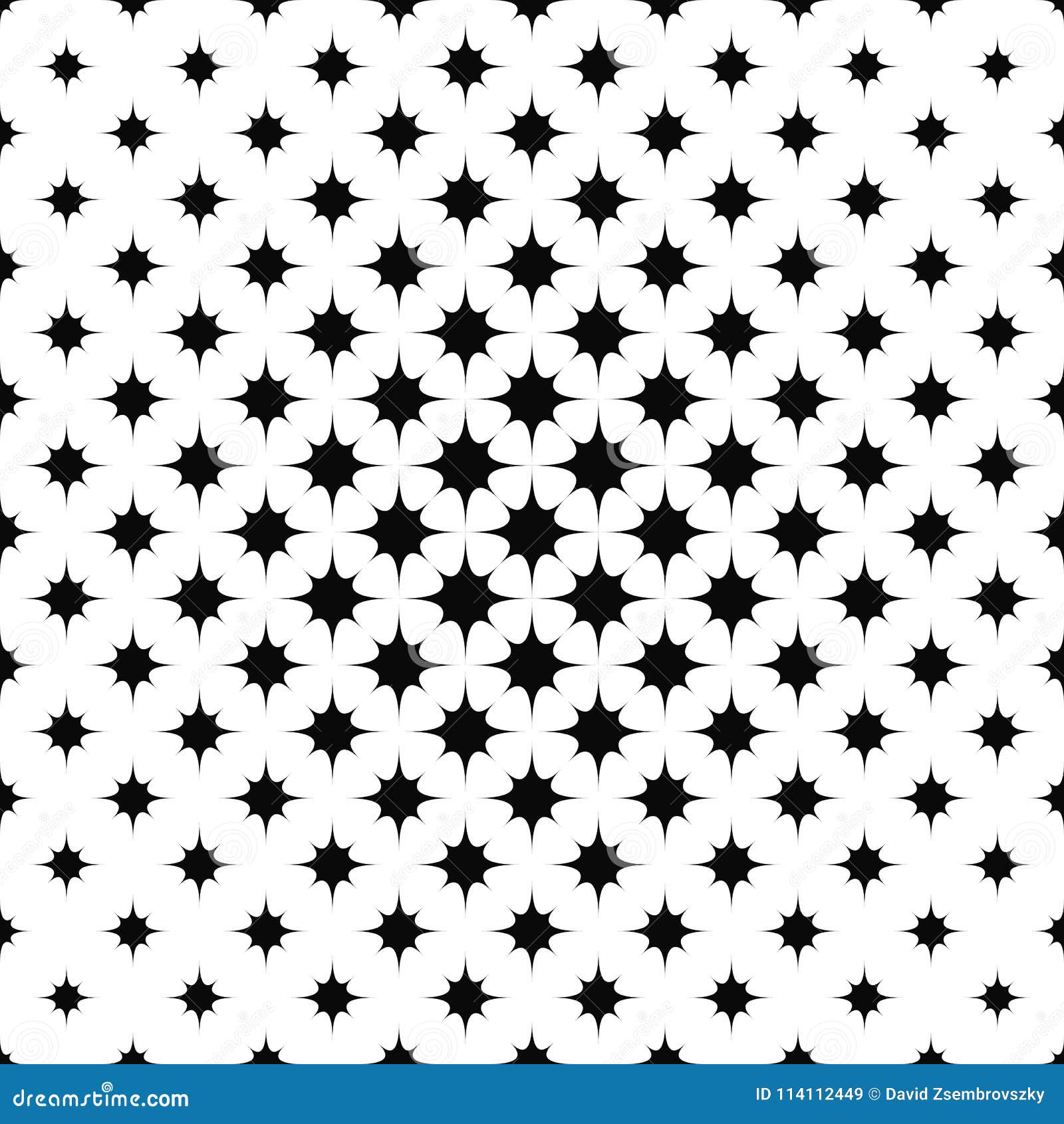 Monochrome Repeating Curved Star Pattern Stock Vector - Illustration of ...