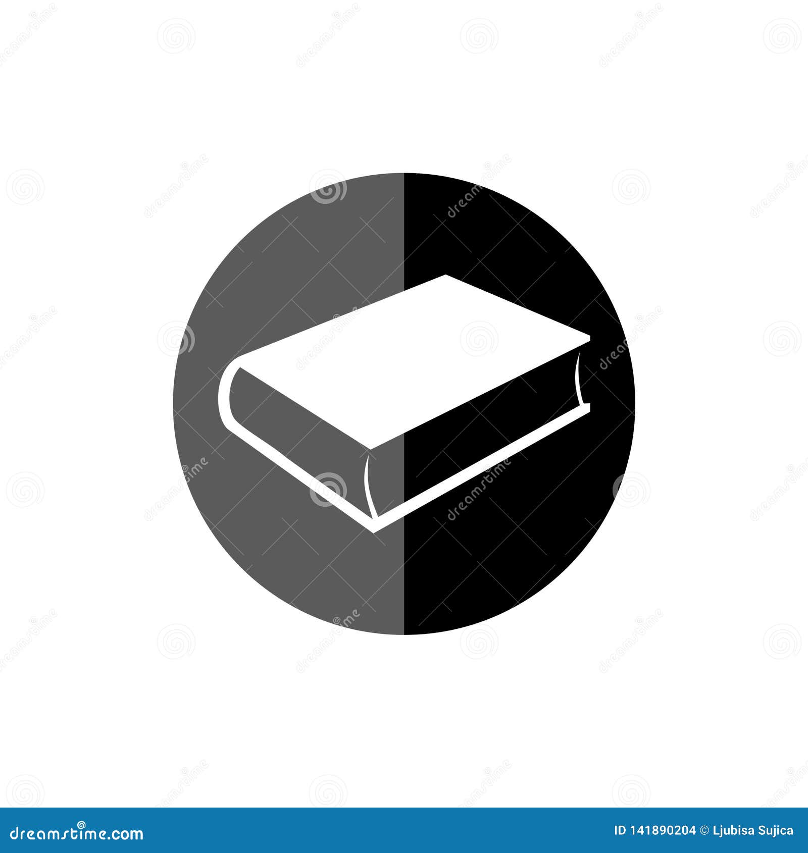 Monochrome round book icon stock vector. Illustration of logo - 141890204