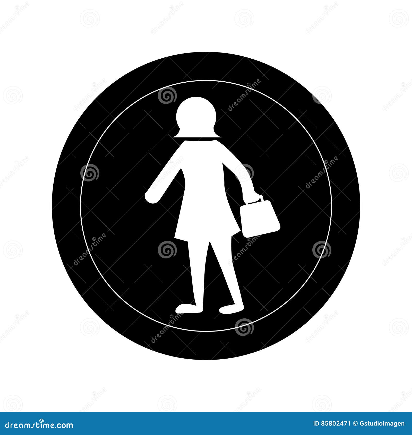 Monochrome Round Frame with Pictogram of Woman Stock Vector ...