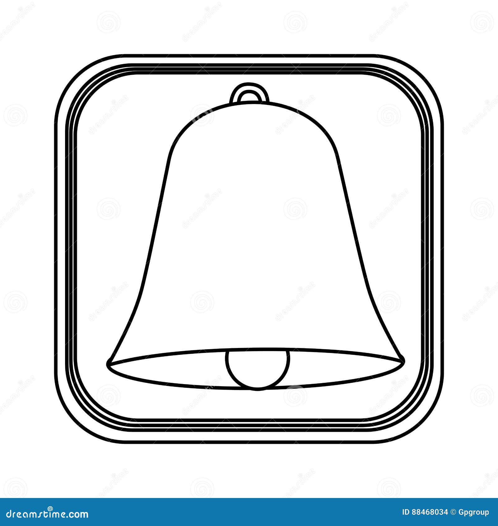 Monochrome Rounded Square with Bell Icon Stock Illustration ...