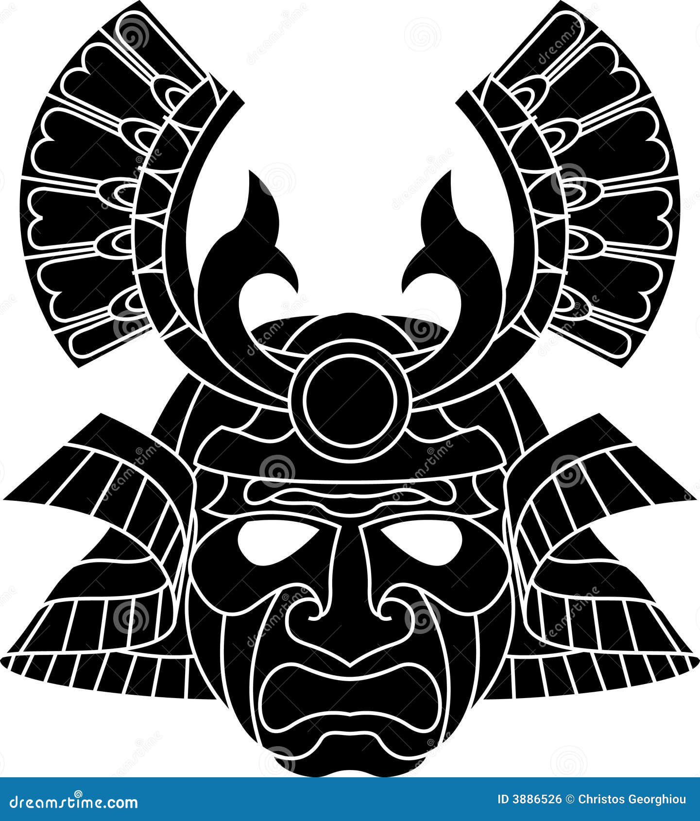 Monochrome samurai mask stock vector. Illustration of headwear - 3886526