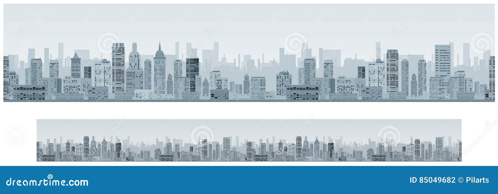 Monochrome Seamless Cityscape Banner Background Stock Vector ...