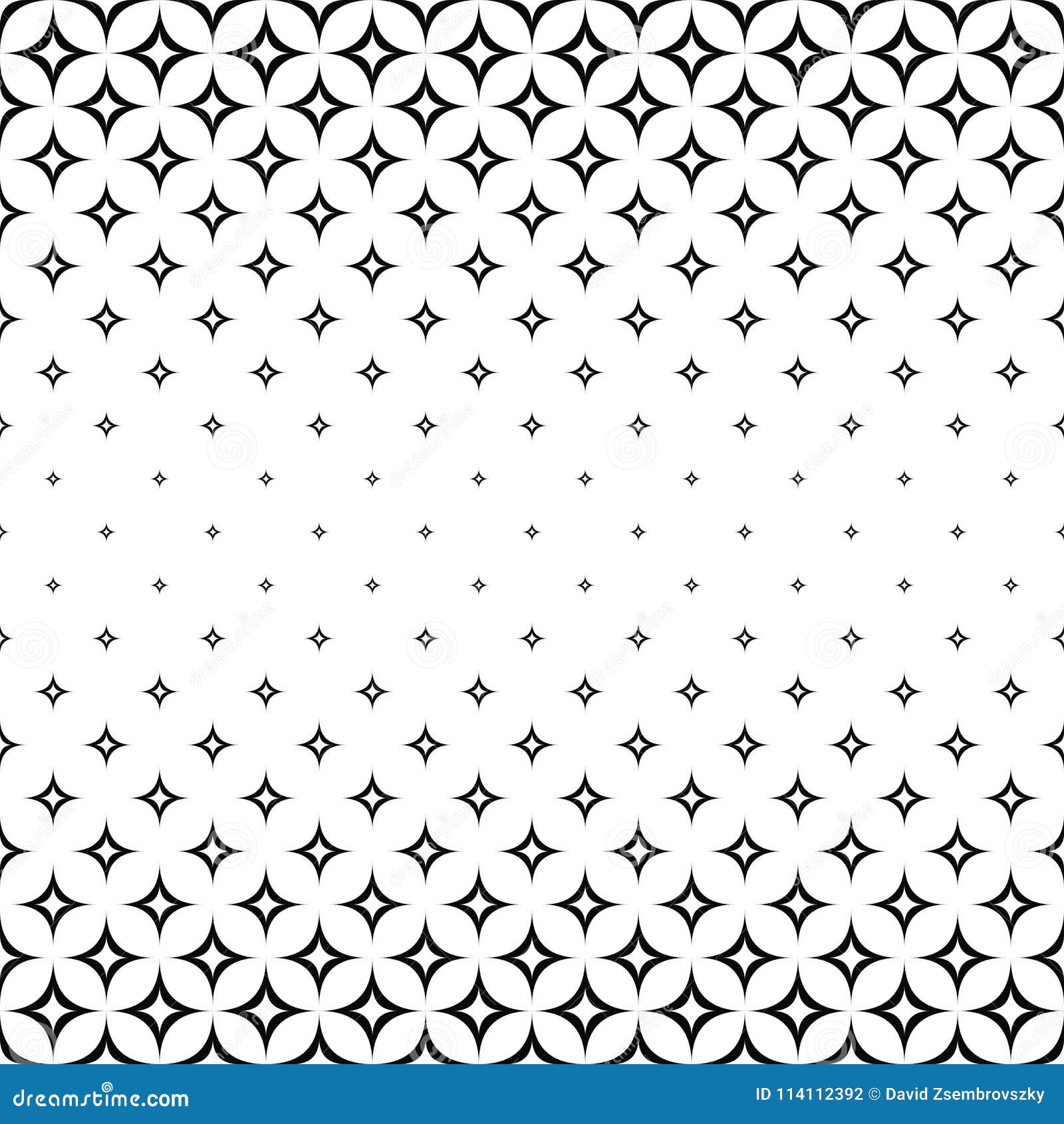 Monochrome Seamless Curved Star Pattern Stock Vector - Illustration of ...