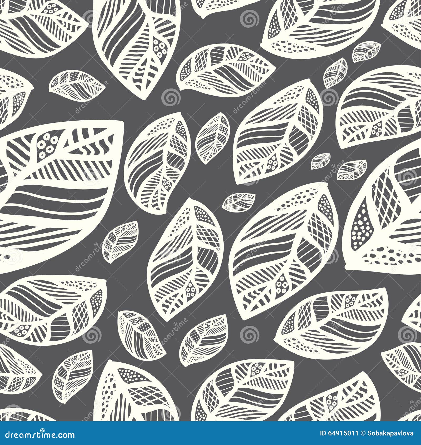 Monochrome Seamless Leaf Pattern Background Stock Vector - Illustration ...
