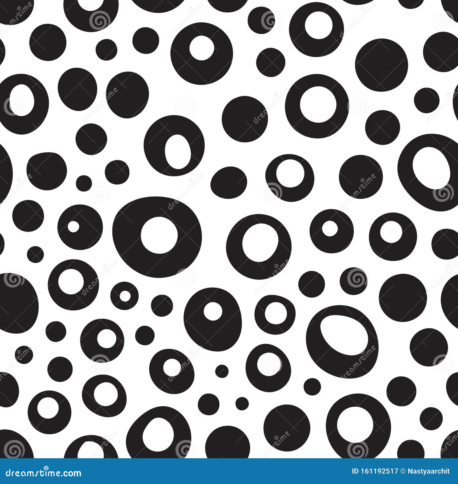 Monochrome Seamless Pattern. Black Round Spots. Stock Illustration ...