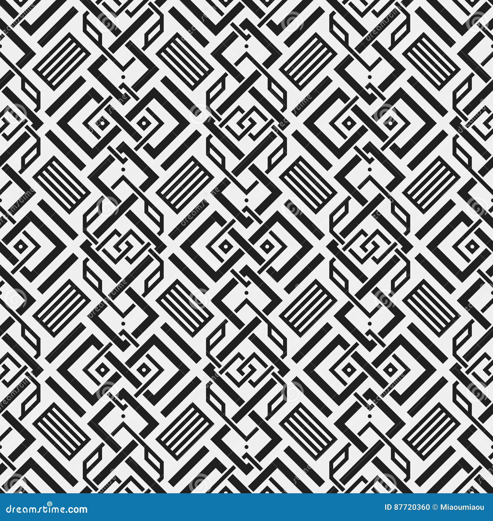Monochrome Seamless Pattern with Geometric Elements Stock Vector ...