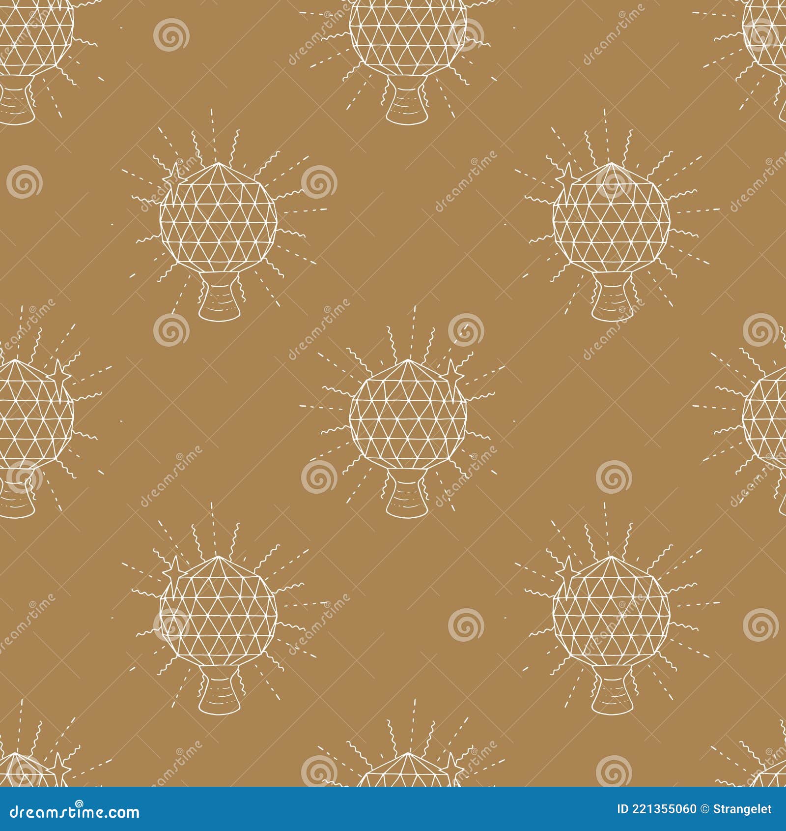 Monochrome Seamless Pattern with Hand Drawn White Crystals on Golden ...