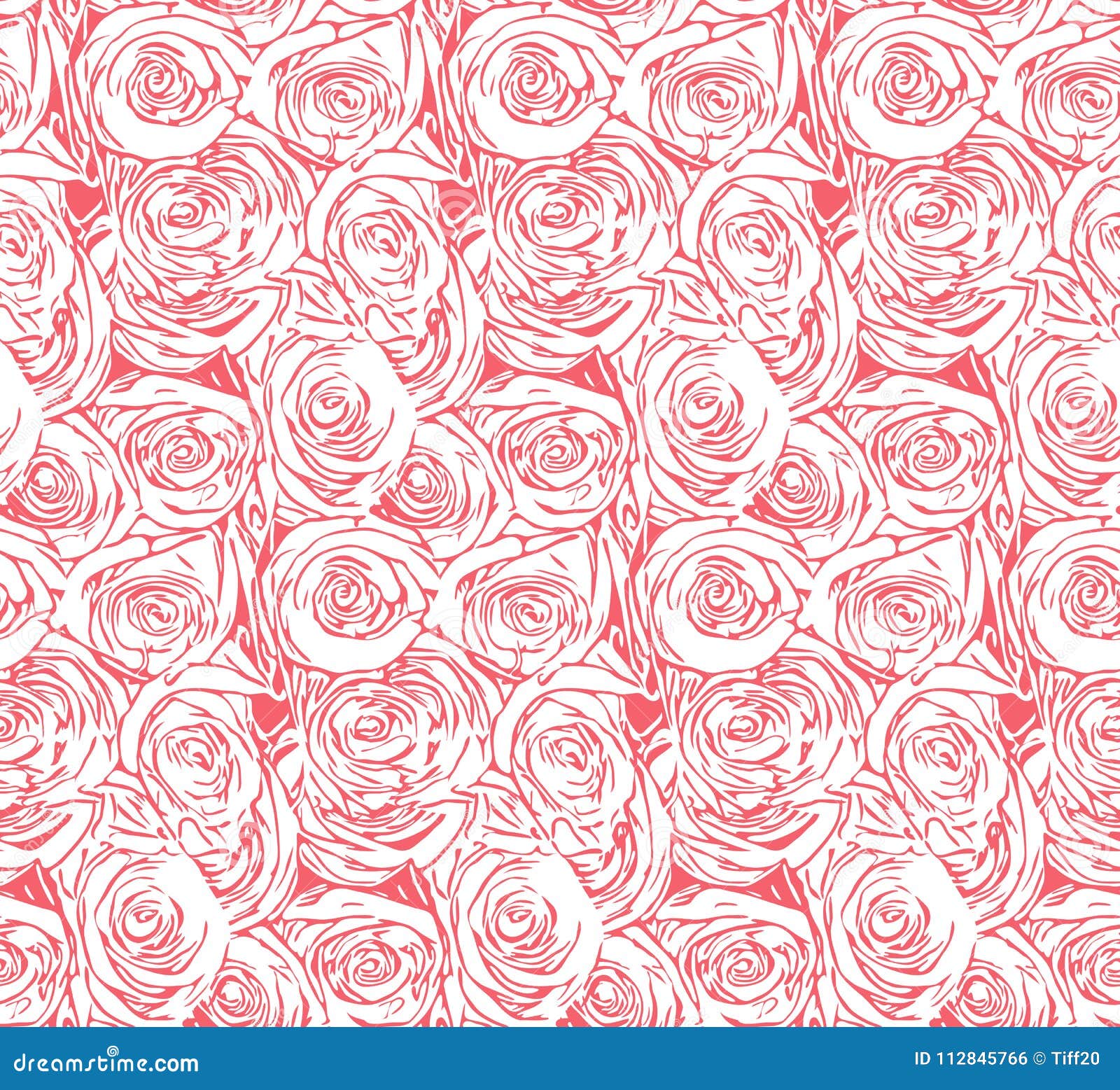 Monochrome Seamless Pattern with Roses. Stock Vector - Illustration of ...
