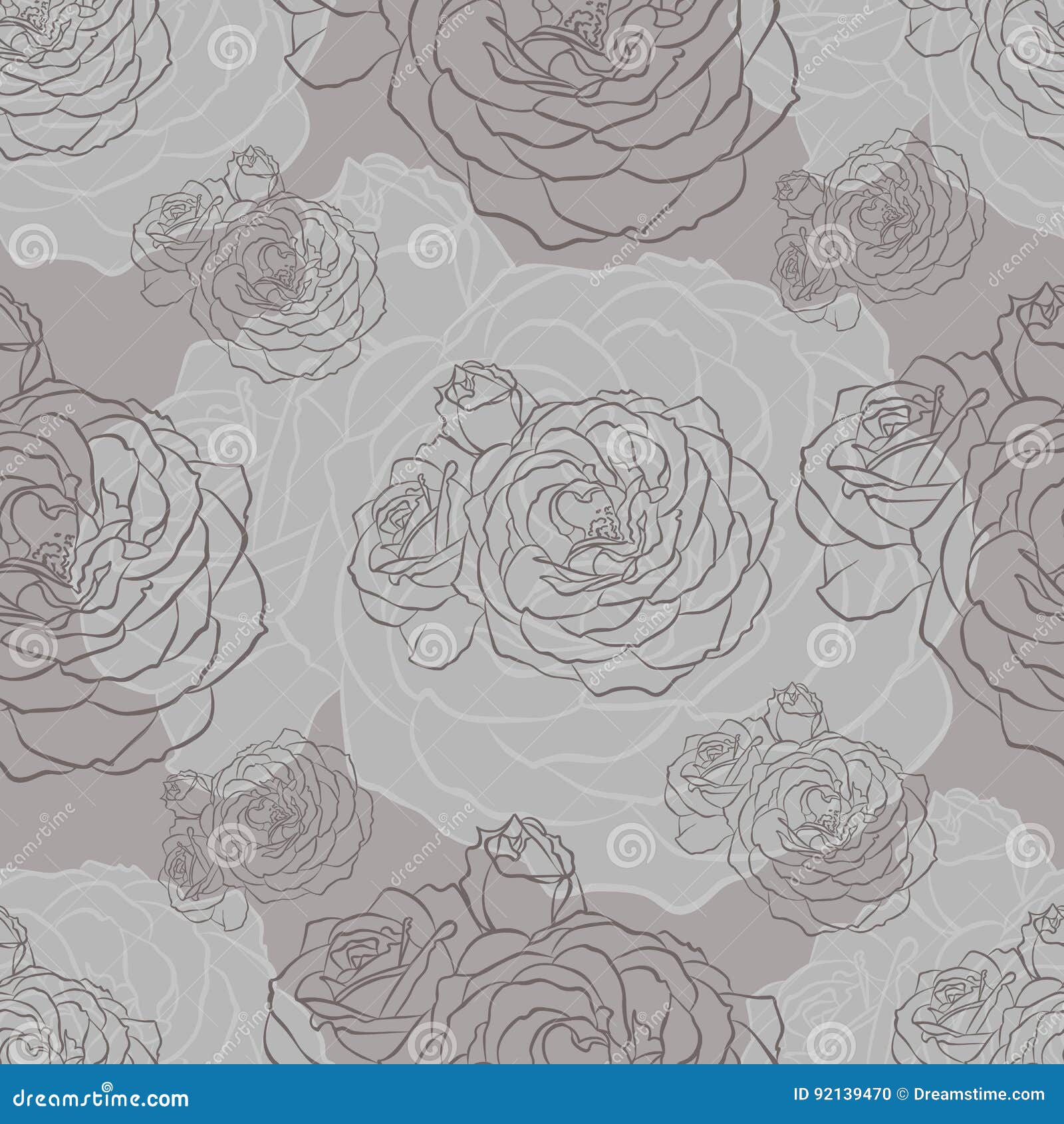 Monochrome Seamless Pattern with Roses Stock Vector - Illustration of ...