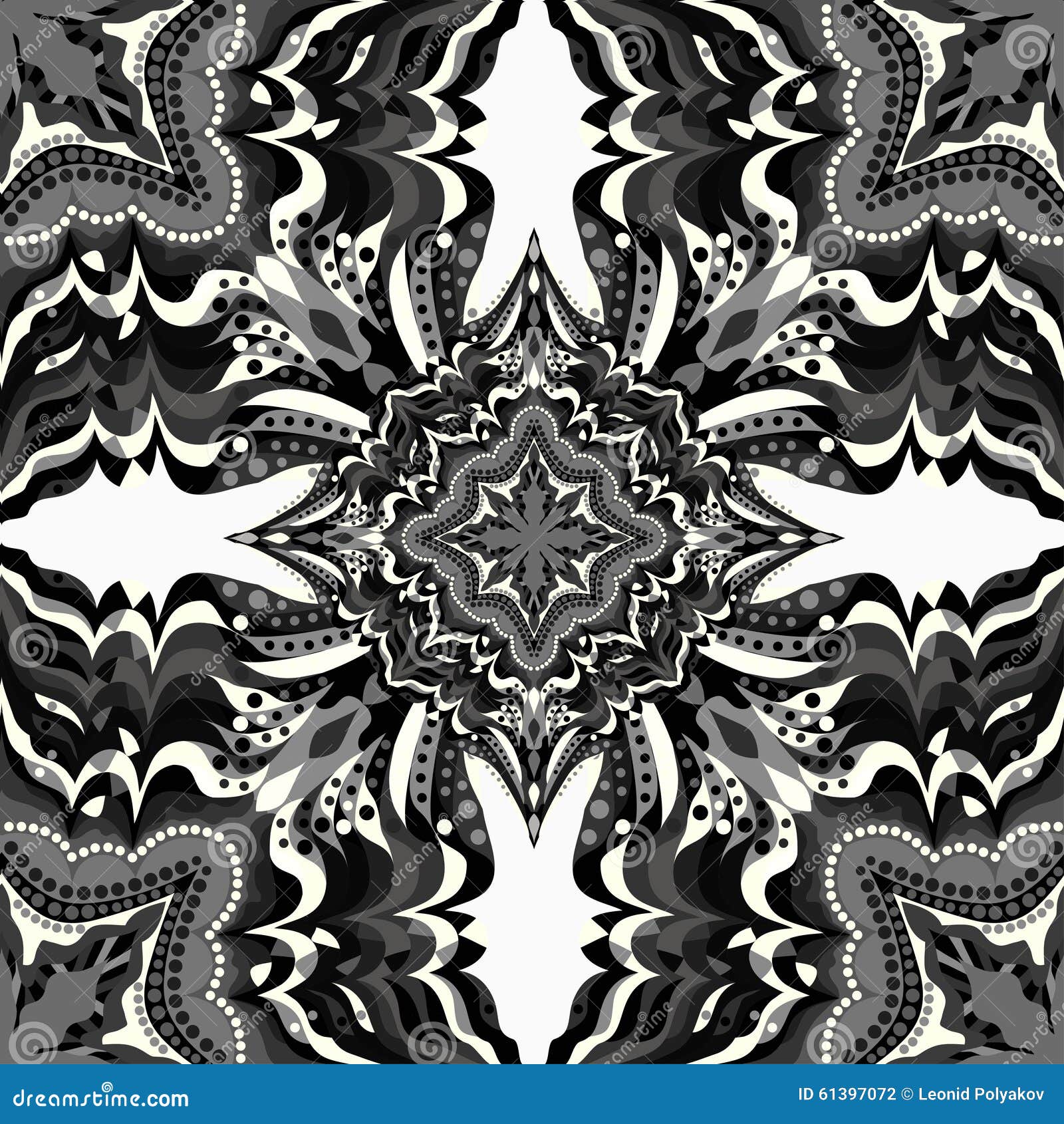 Monochrome Seamless Pattern. Vintage Elements Stock Vector ...