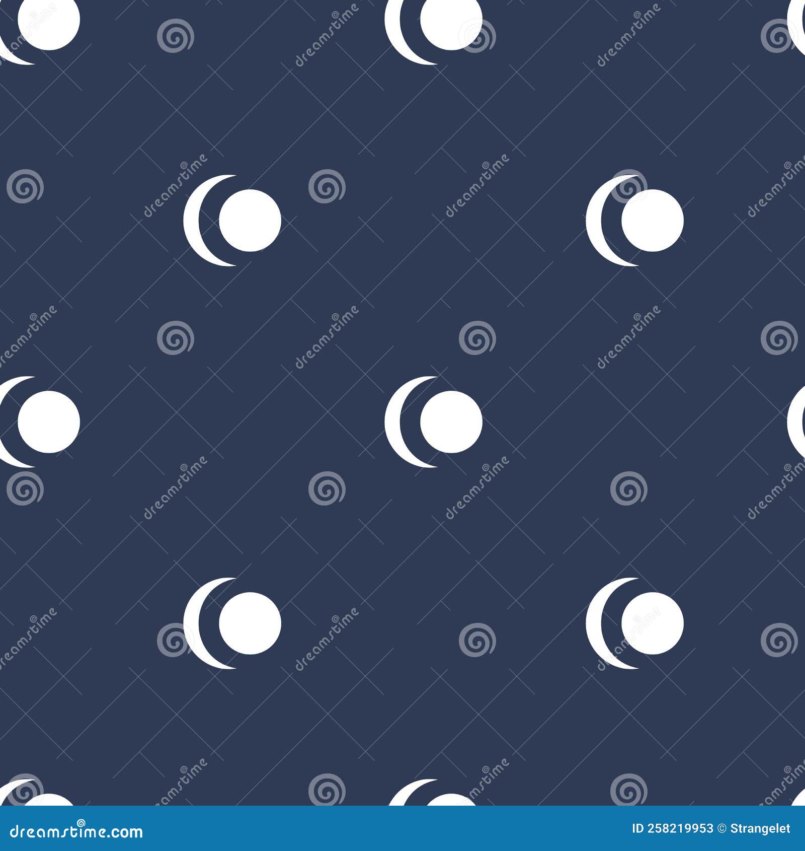 Monochrome Seamless Pattern with White Moon and Stars Stock Vector ...