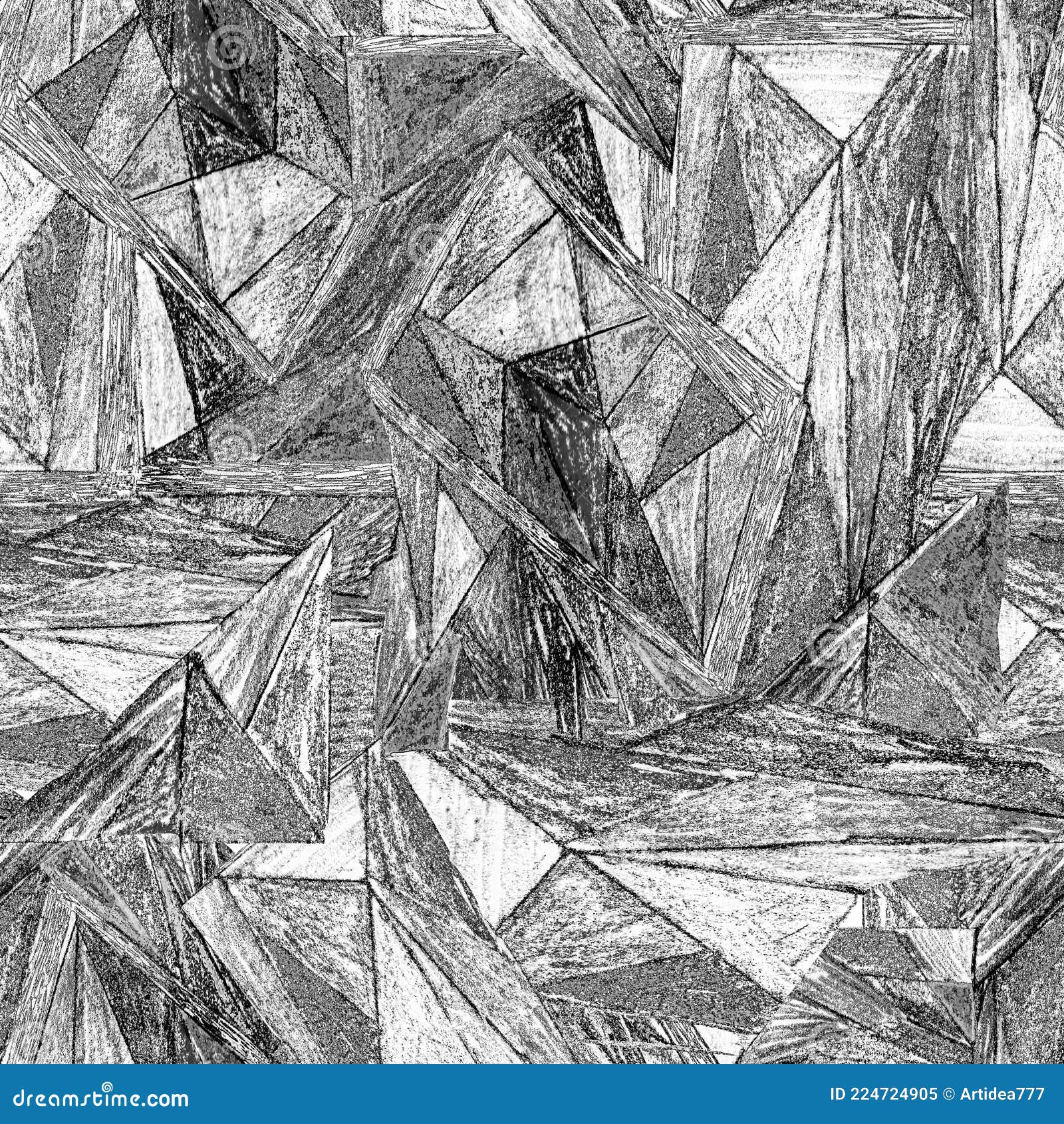 Monochrome Seamless Texture with Pencil Textured Triangle, Delta ...