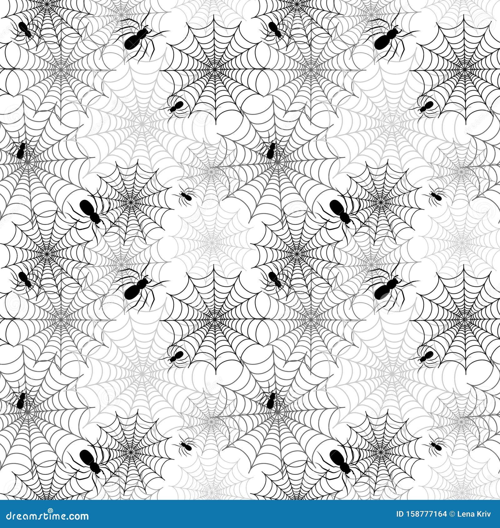 Monochrome Seamless Vector Pattern: Gray and Black Spider Web, Small ...