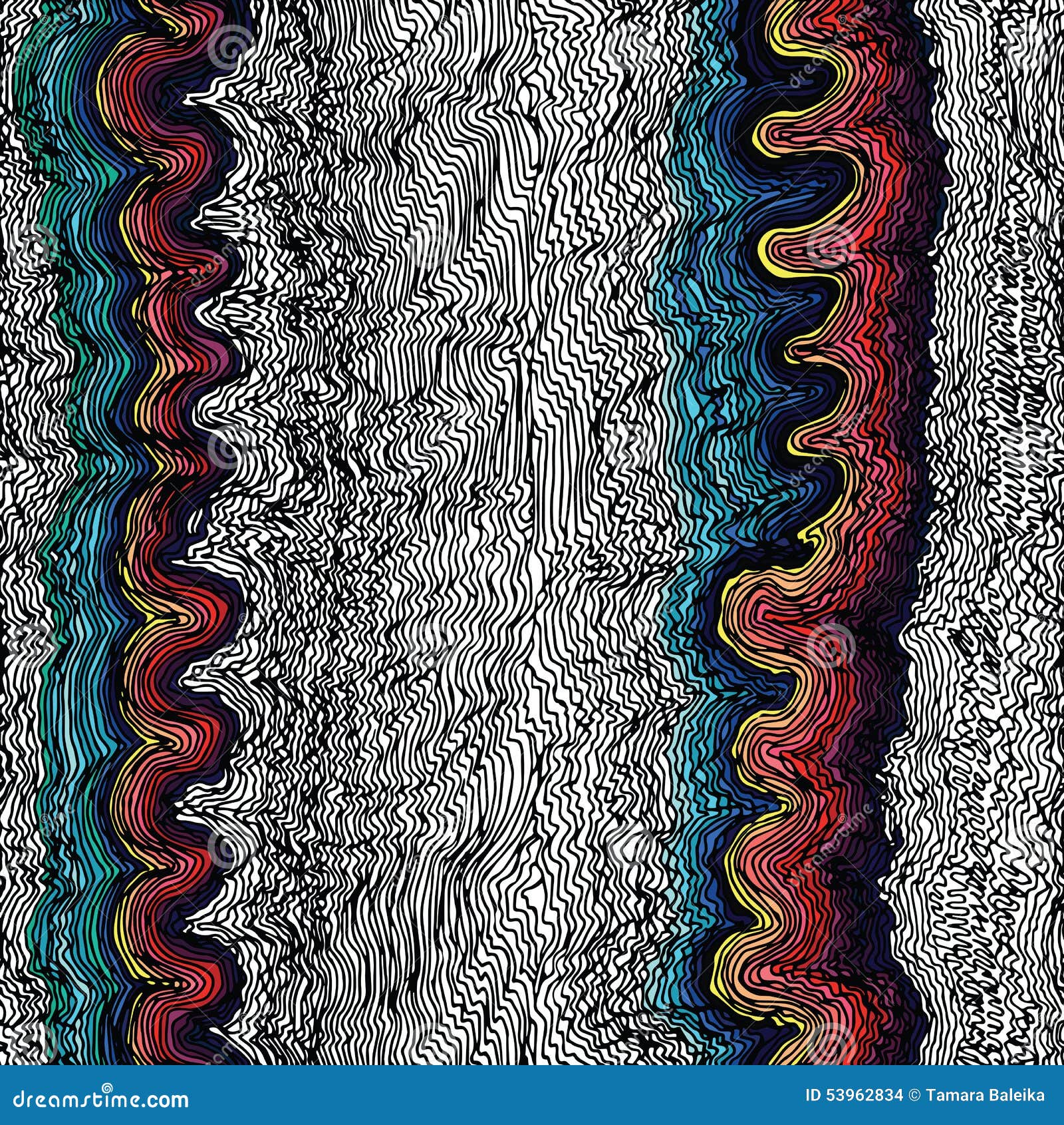 Monochrome Seamless Waves Hand-drawn Pattern Stock Vector ...