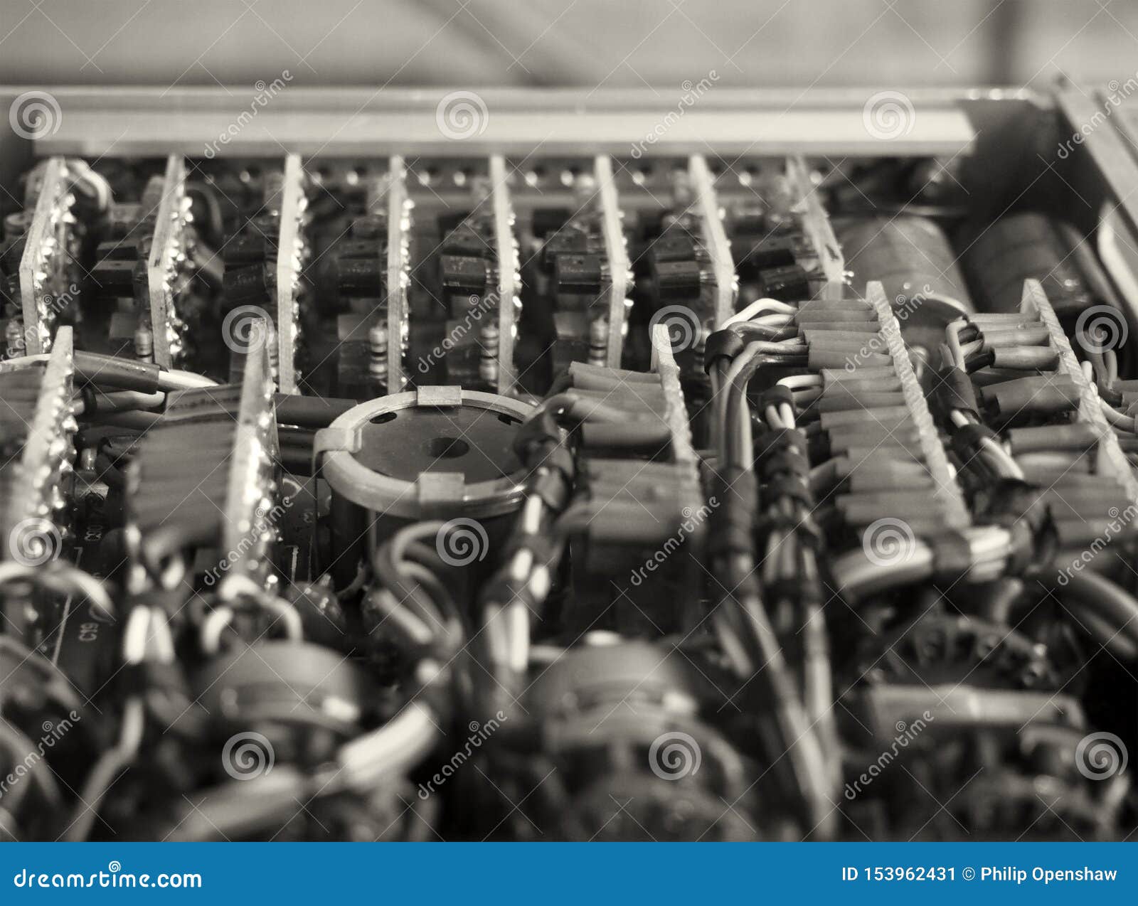 Monochrome Selective Focus Image of Complex Colored Wiring and ...