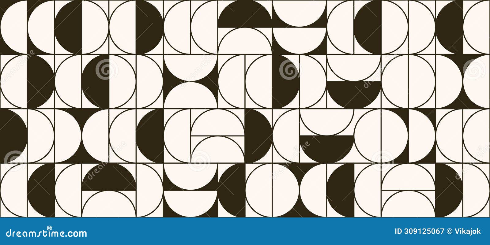 Monochrome Semicircle Seamless Pattern. Abstract Geometric Half Circle ...