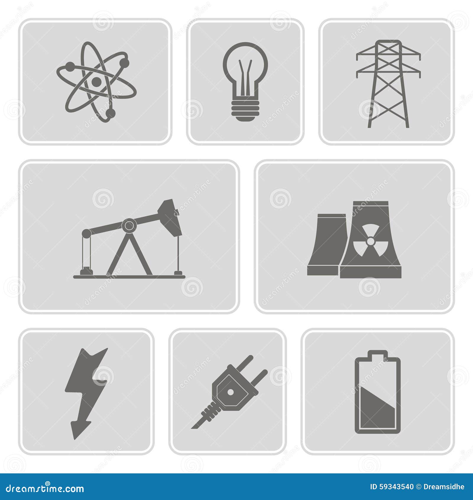 Monochrome Set with Energy and Power Icons Stock Vector - Illustration ...