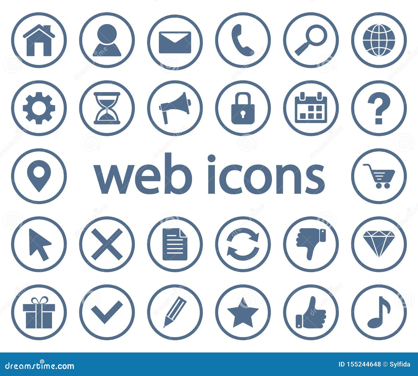 Monochrome Set of Round Web Icons. Vector Stock Illustration ...
