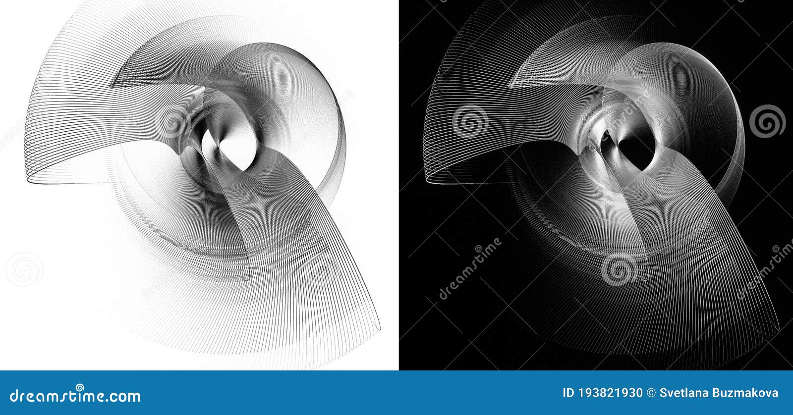 A Monochrome Set of Two Identical Graphic Design Elements on White and ...