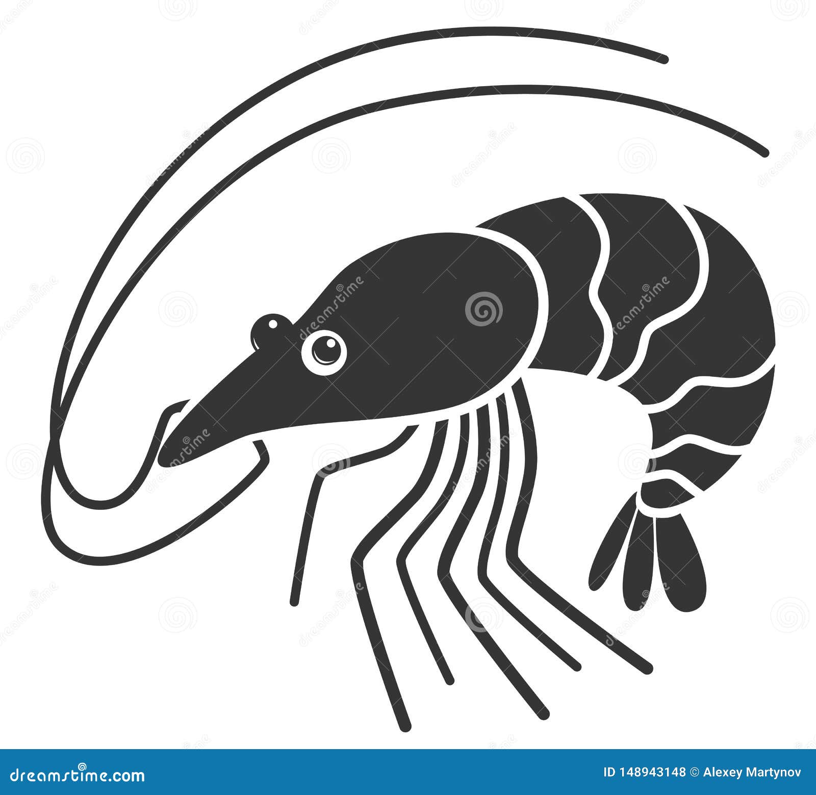 Shrimp, Crustacean, Caridea Continuous Line Drawing. One Line Art Of ...