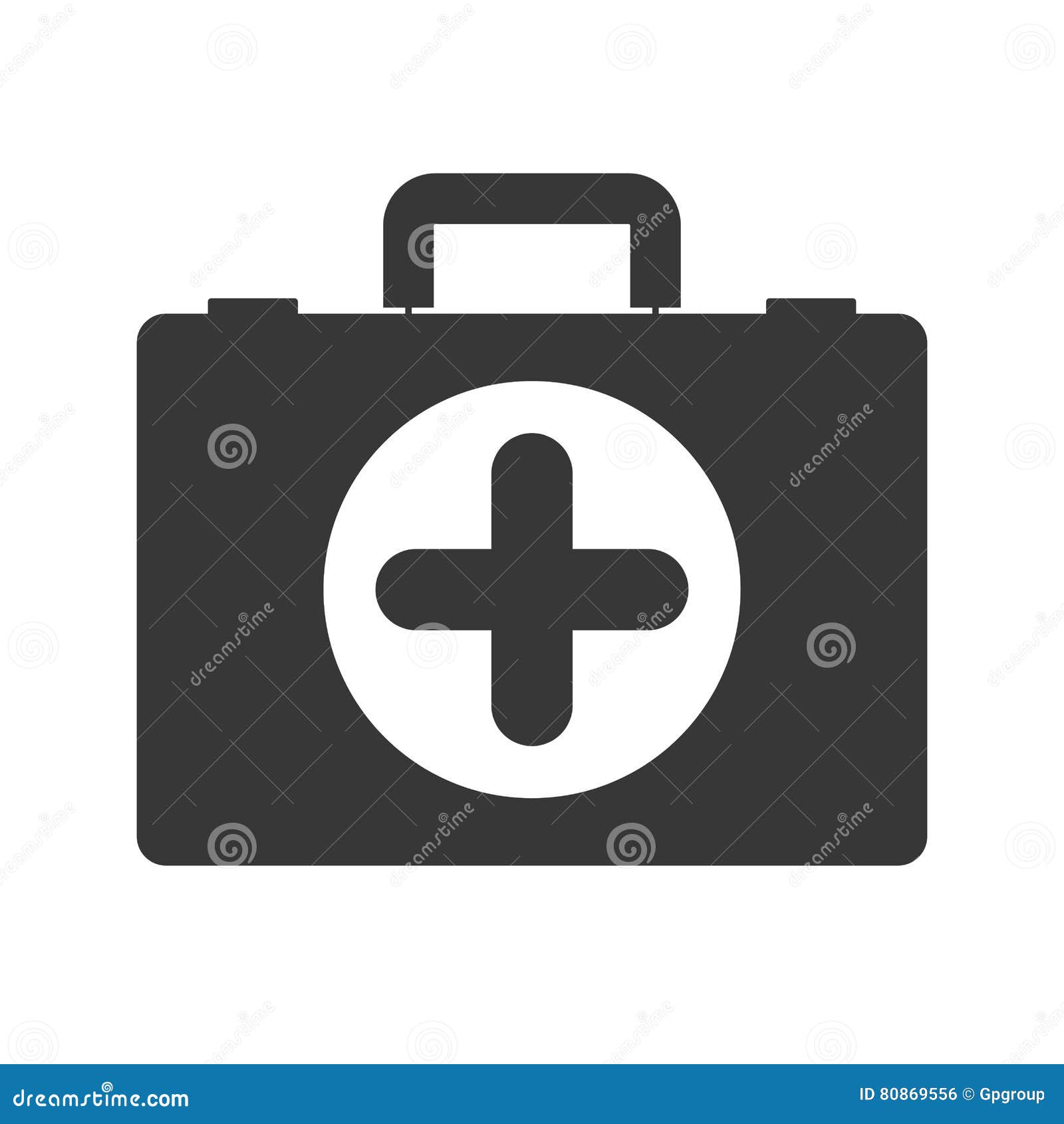 Monochrome Silhouette with First Aid Kit Stock Vector - Illustration of ...
