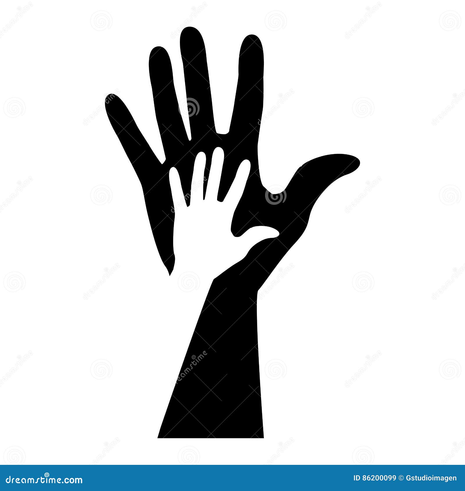 Monochrome Silhouette of Hand with Shadow Stock Vector - Illustration ...