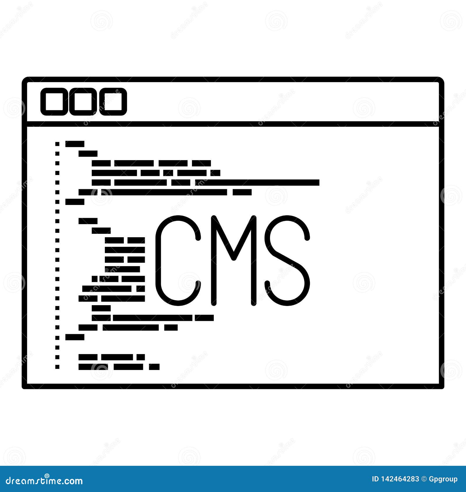 Monochrome Silhouette Of Programming Window With Script Code Cms Stock Vector Illustration Of