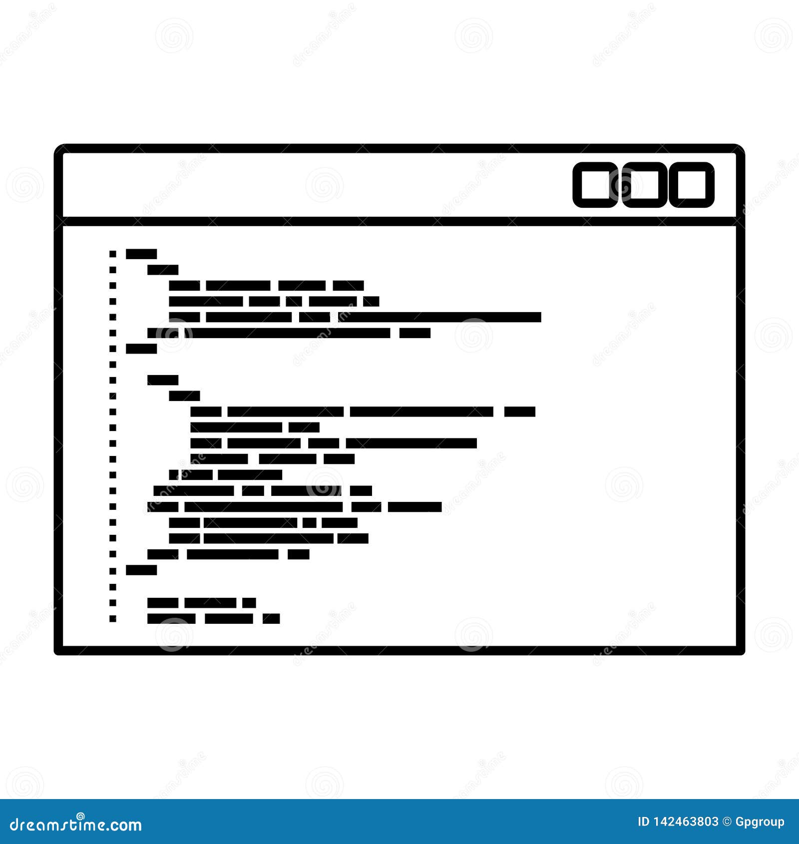 Monochrome Silhouette Of Programming Window With Script Code Stock Vector Illustration Of